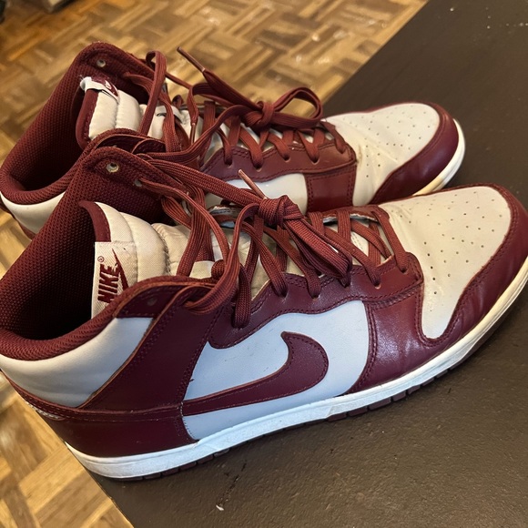 Nike | Shoes | Nike Mens Burgundy And White Hightop Sneakers | Poshmark